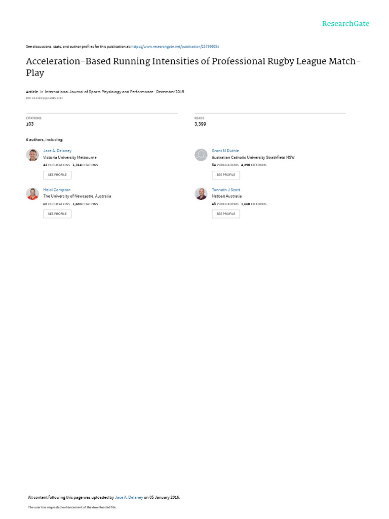 Accel Based Running Intensities | PDF