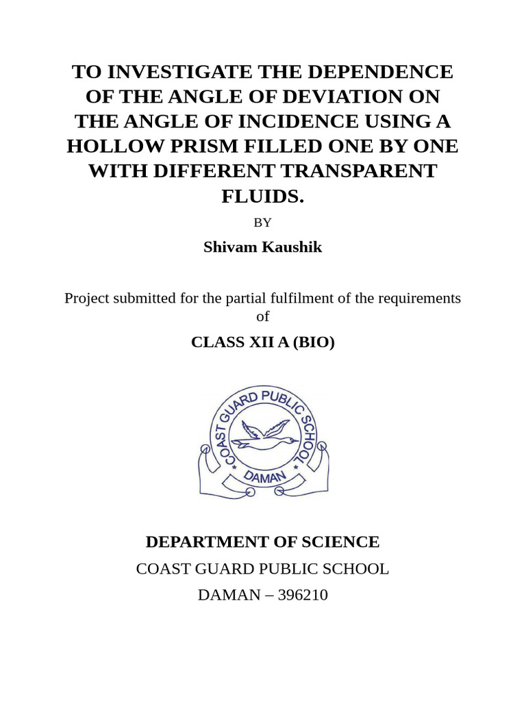 Class XII Physics Project | PDF | Refractive Index | Refraction