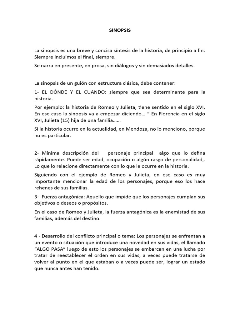 Cómo Escribir una Sinopsis Efectiva | PDF | Romeo y Julieta