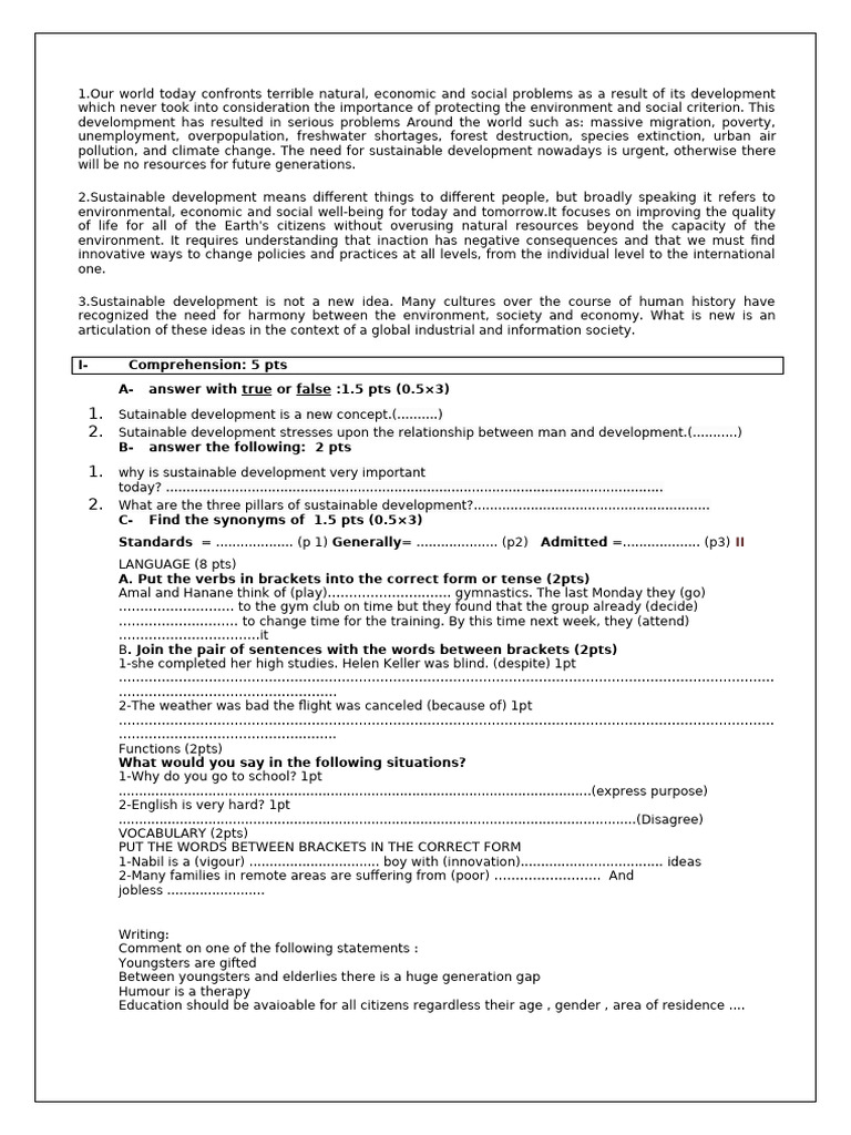 Sustainable Development Text 4 Global Test | PDF | Sustainability ...