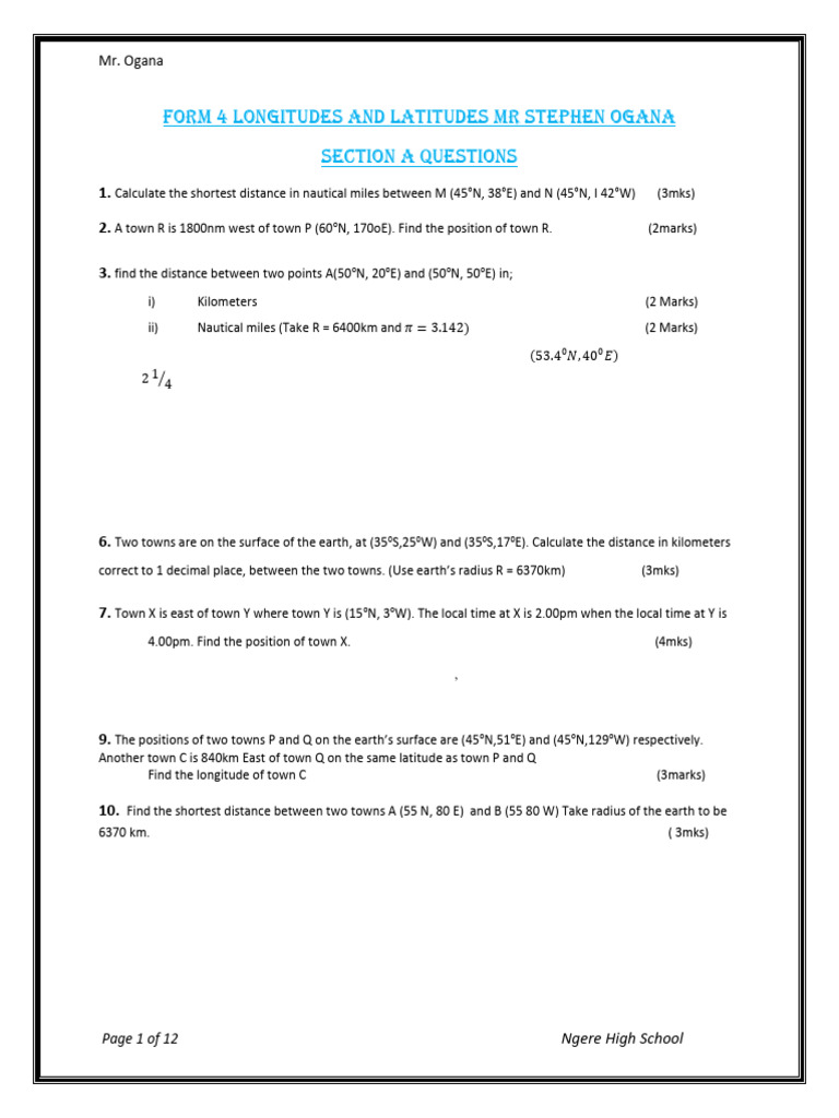 Nautical Distance Calculations Guide | PDF | Longitude | Latitude