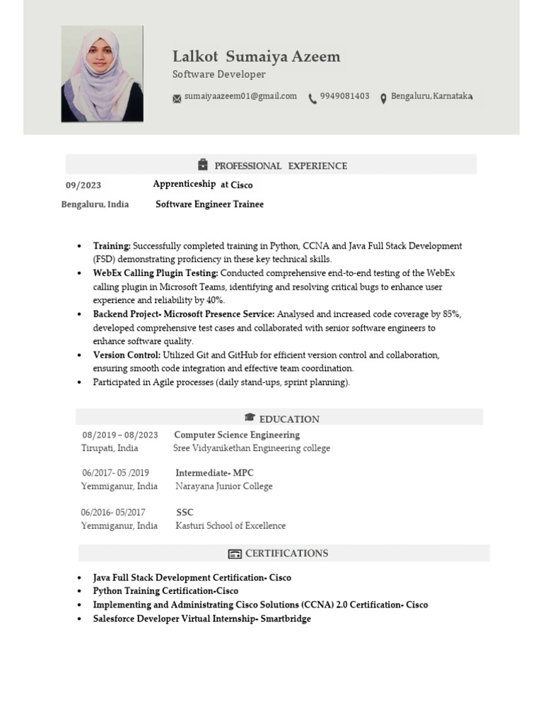 Sumaiya Resume Experience | PDF | Software | Java (Programming Language)