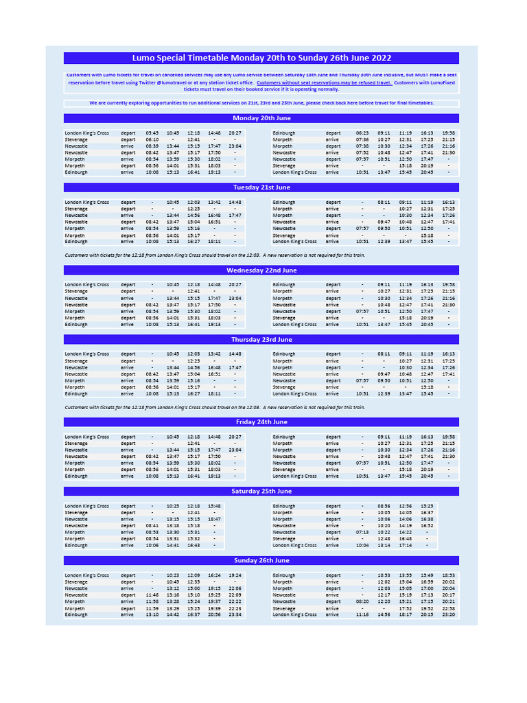 Lumo Strike Timetable 20-26 June v3 | PDF