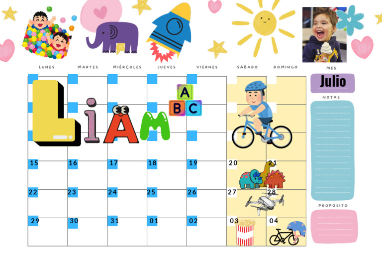 Planificador Mensual Editable Tierno Colorido | PDF