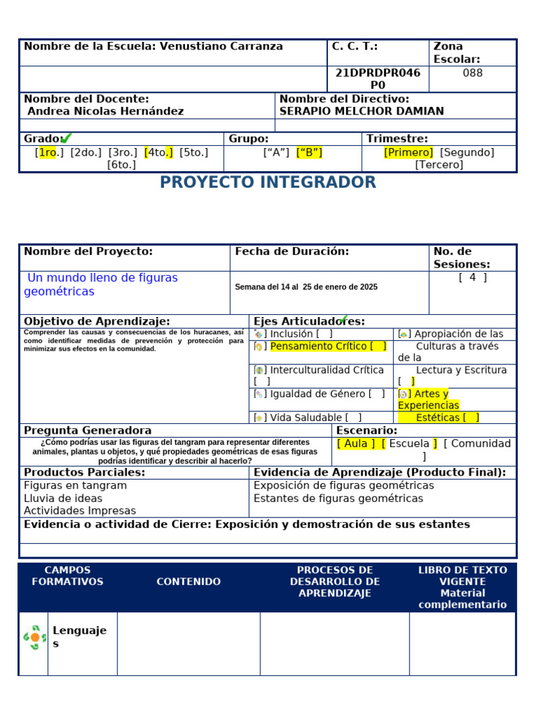1.-Formato Proyecto Integrador | PDF | Cognición