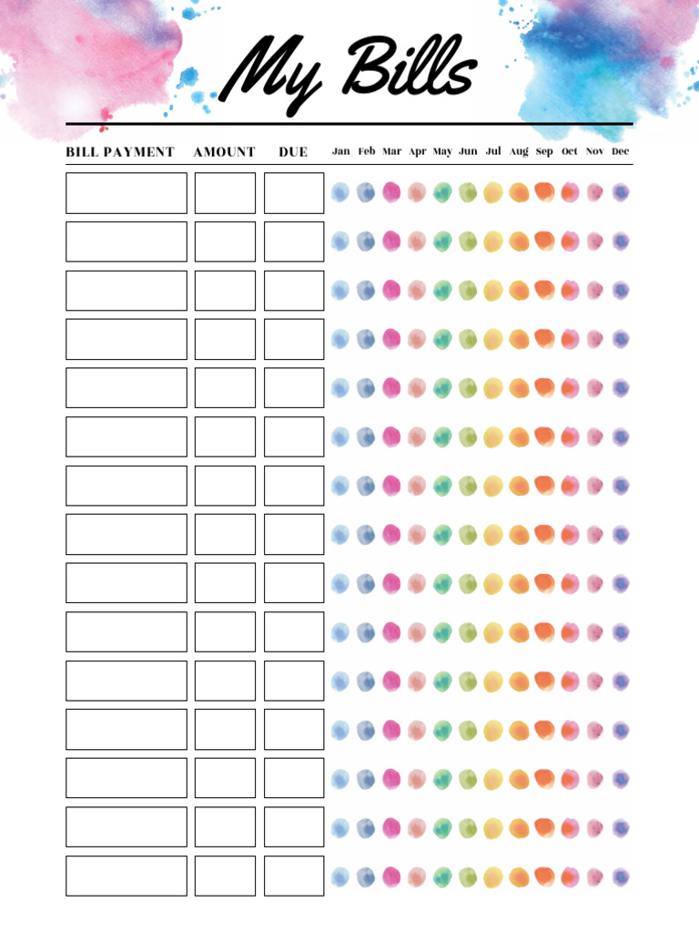 Colored Monthly Budget-Letter | PDF