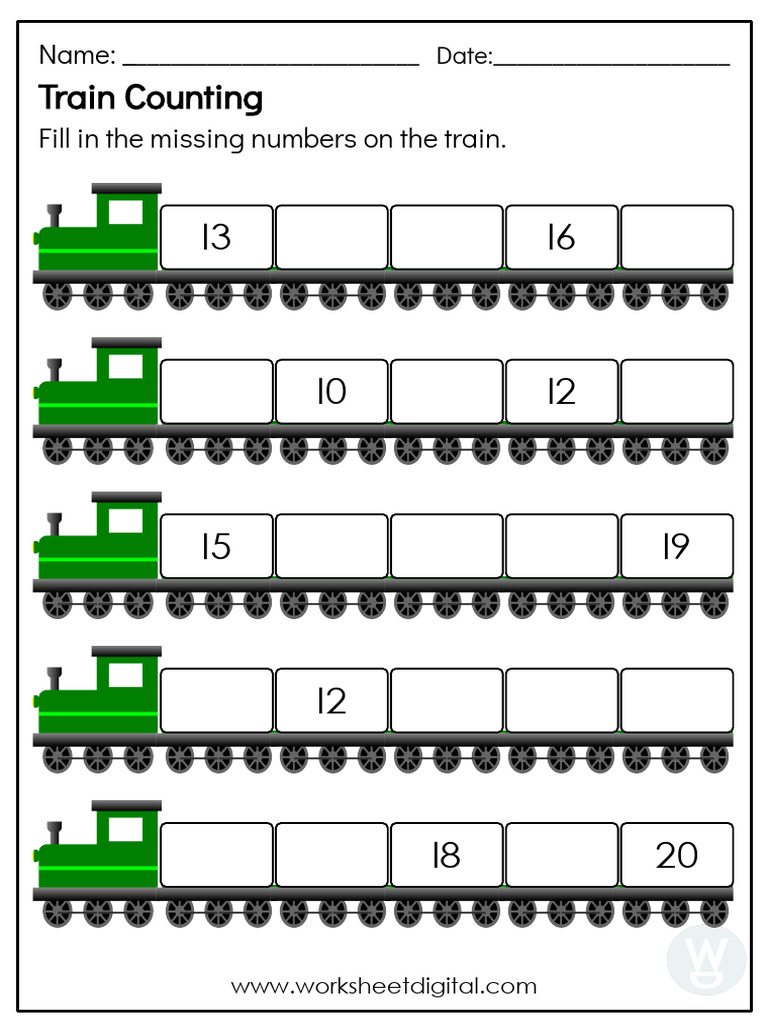 Train Counting Worksheet for Kids | PDF