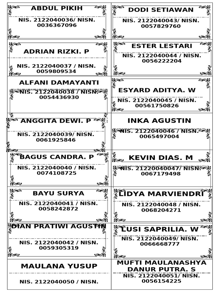 Nama Map Raport X Atph 2 | PDF
