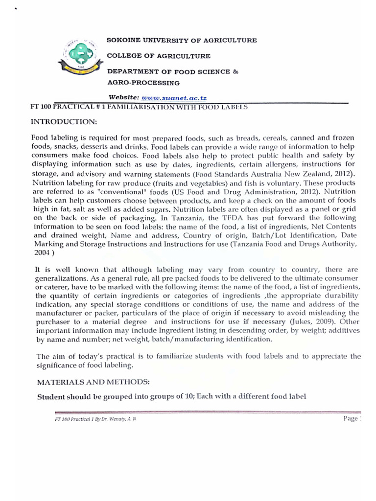 Group Assignment of Food Science Ft 100 | PDF