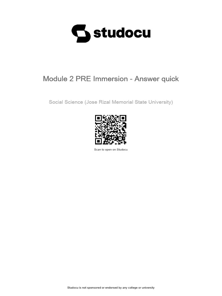 Module 2 Pre Immersion Answer Quick | PDF | Learning