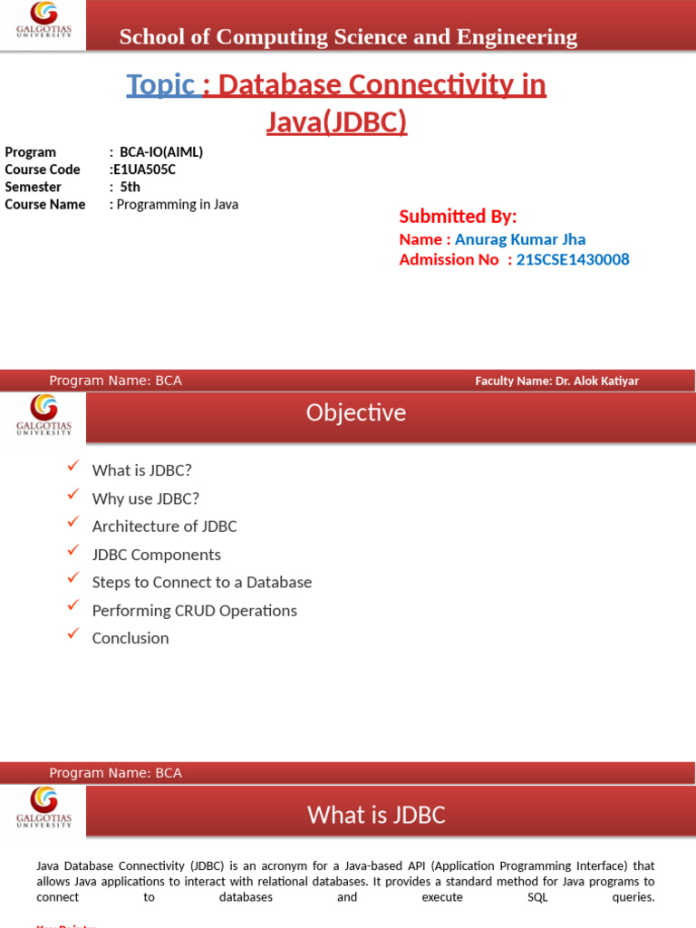 Anurag Kumar Jha (Database Connectivity in Java) | PDF | Databases | Sql