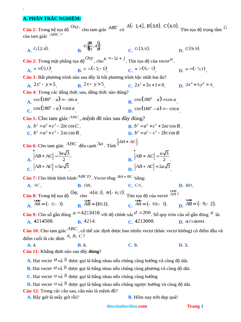 De On Tap HK1 Toan 10 KNTT de 12 Hay | PDF