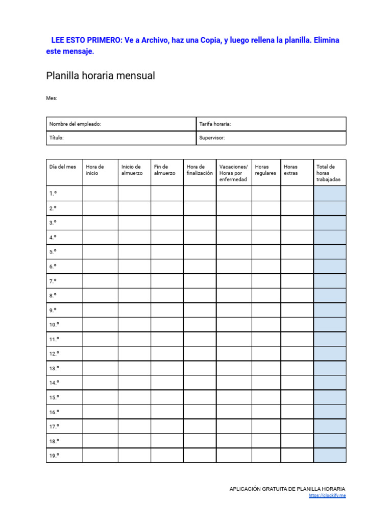Planilla Mensual | PDF