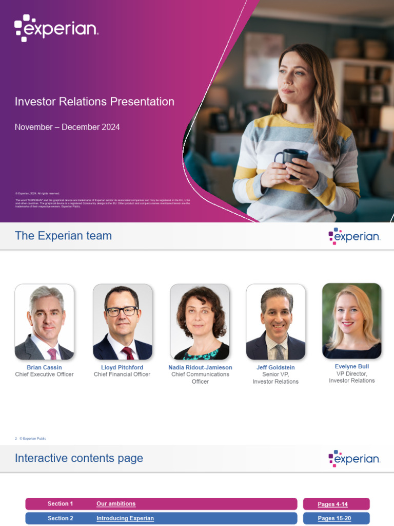 Experian IR Roadshow Deck November To December 2024 28112024 | PDF | Analytics | Artificial ...