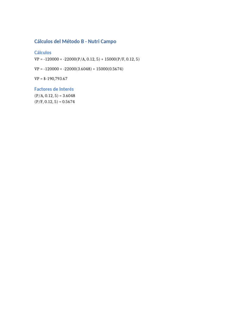 Calculos Metodo B Nutri Campo | PDF