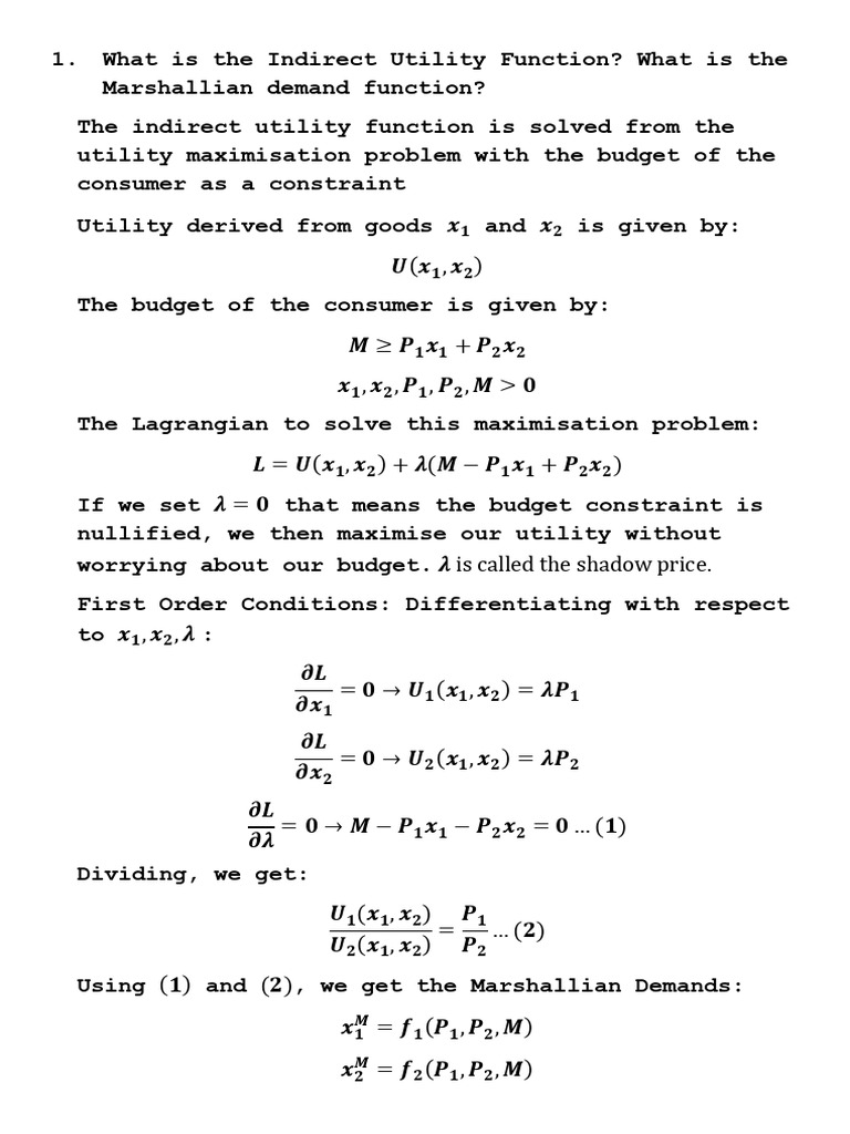 IUF and Marshallian Demand | PDF