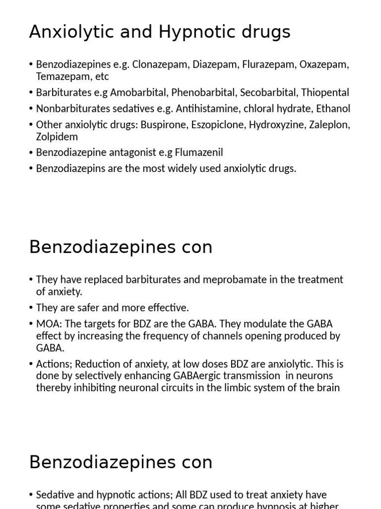 Anxiolytic and Hypnotic Drugs Ogun | PDF | Benzodiazepine | Drugs ...