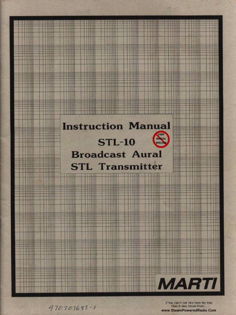 Marti STL-10 Broadcast Aural STL Transmitter Manual | PDF | Antenna ...