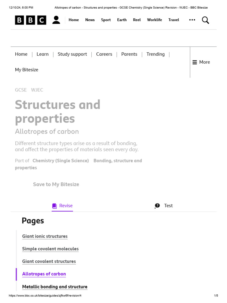 Allotropes of Carbon - Structures and Properties - GCSE Chemistry ...