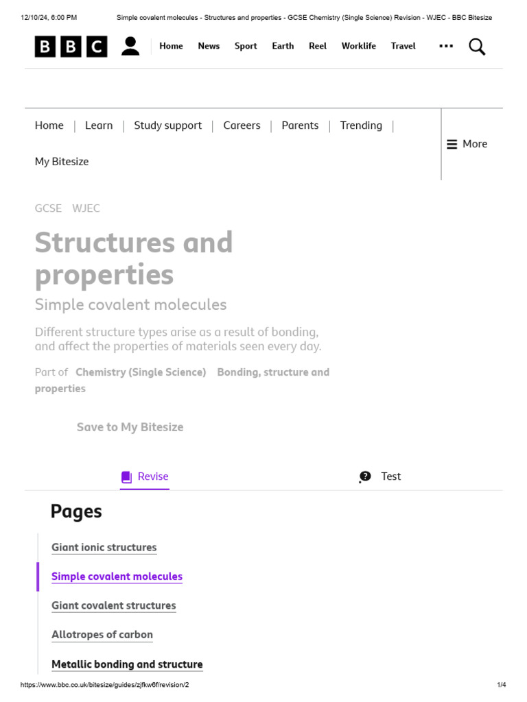 Simple Covalent Molecules Structures And Properties Gcse Chemistry