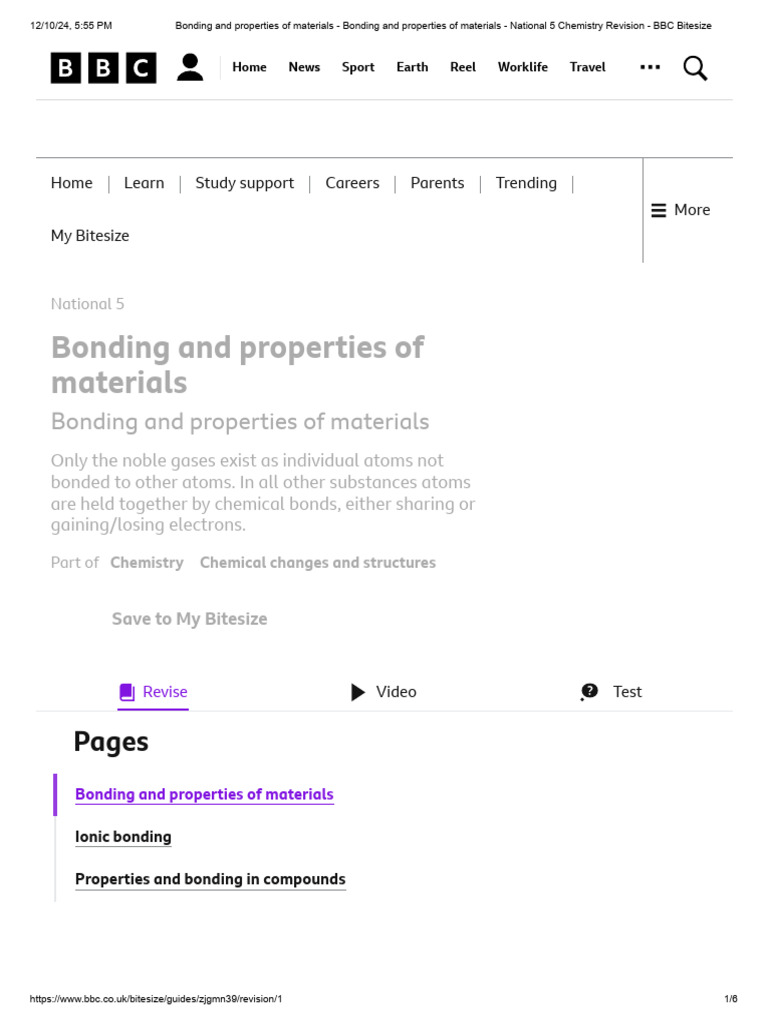 Bonding and Properties of Materials - Bonding and Properties of ...