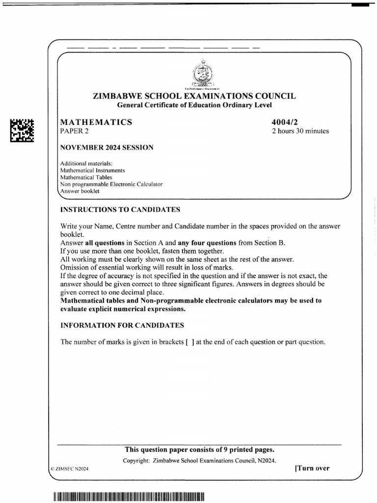 Maths 4004 November 2024 Paper2 | PDF | Mathematics | Value Added Tax
