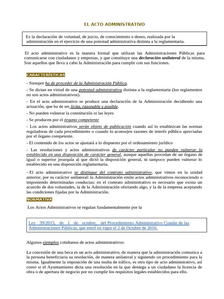 Acto Administrativo: Definición y Tipos | PDF | Regulación | Gobernancia