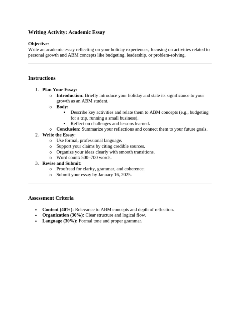 Writing Activity | PDF