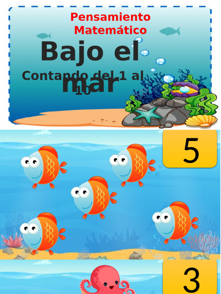 Matemáticas bajo el mar: Contando 1-10 | PDF