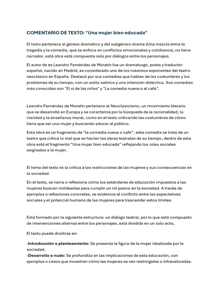 Una Mujer Bien Educada | PDF | Teatro | Comedia