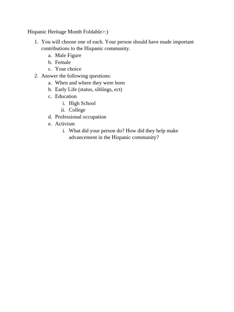 Hispanic Heritage Month Project Guide | PDF