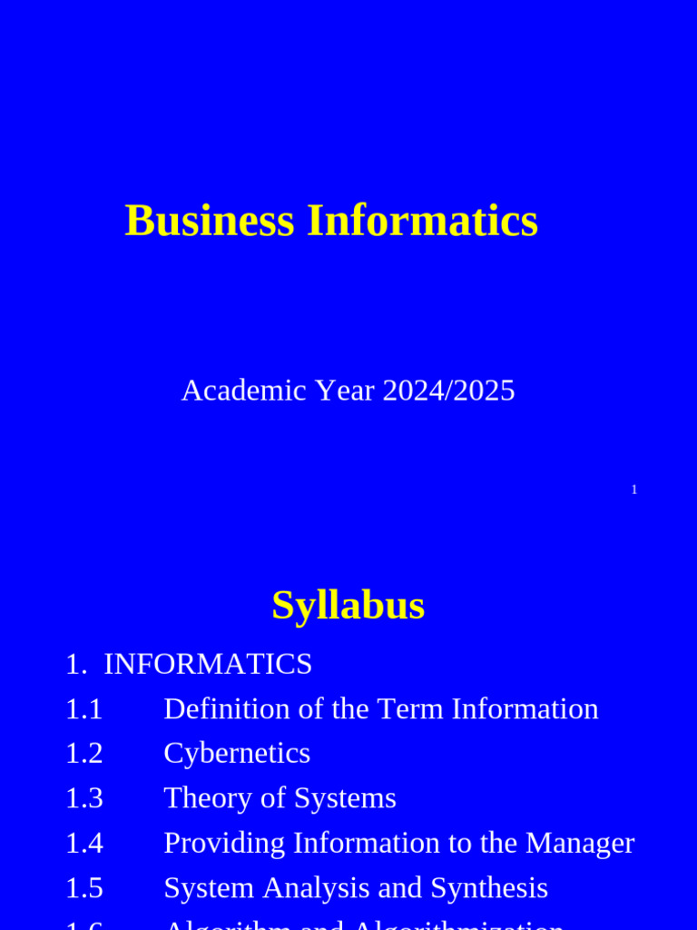 1 Informatics Theory Pdf Information System