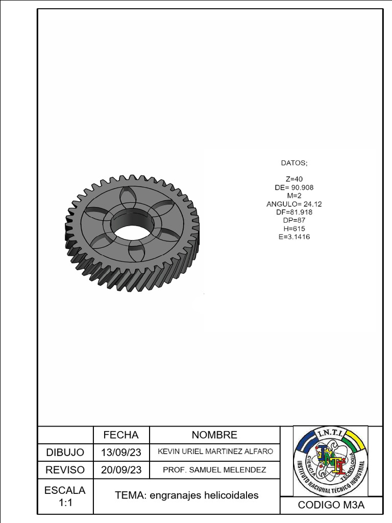Engranajes Helicoidales Kevinmartinez 4 | PDF