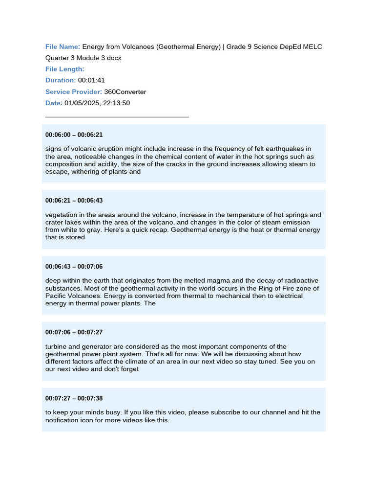 Energy From Volcanoes (Geothermal Energy) - Grade 9 Science DepEd MELC ...