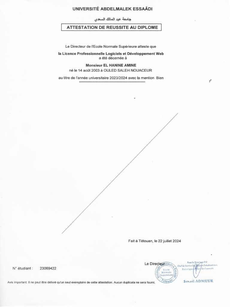 Attestation de Reussite | PDF