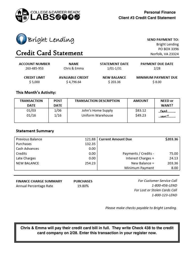 Client #3 Credit Card Statement | PDF | Credit Card | Service Industries