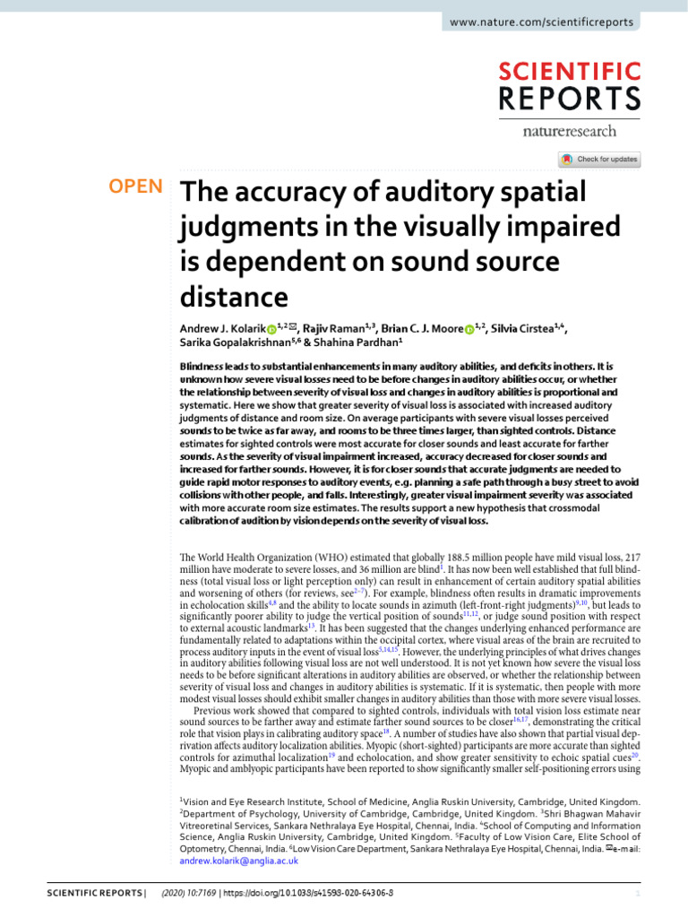 ARTICLE N20 | PDF | Visual Impairment | Hearing