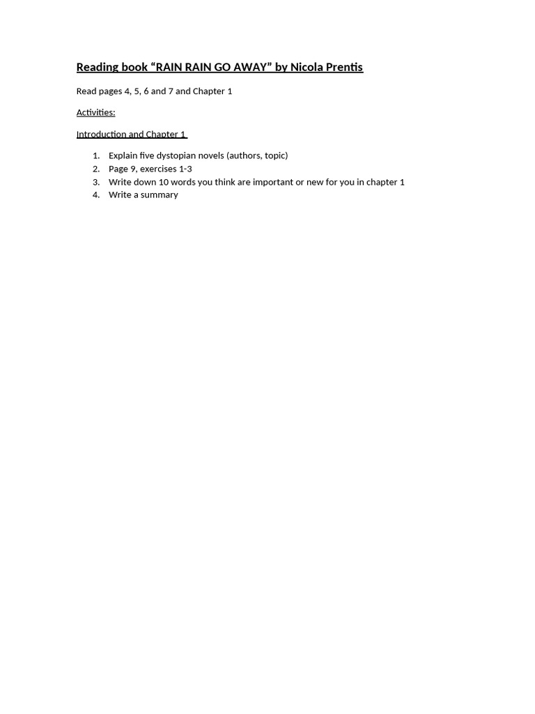 Activities for "Rain Rain Go Away" | PDF