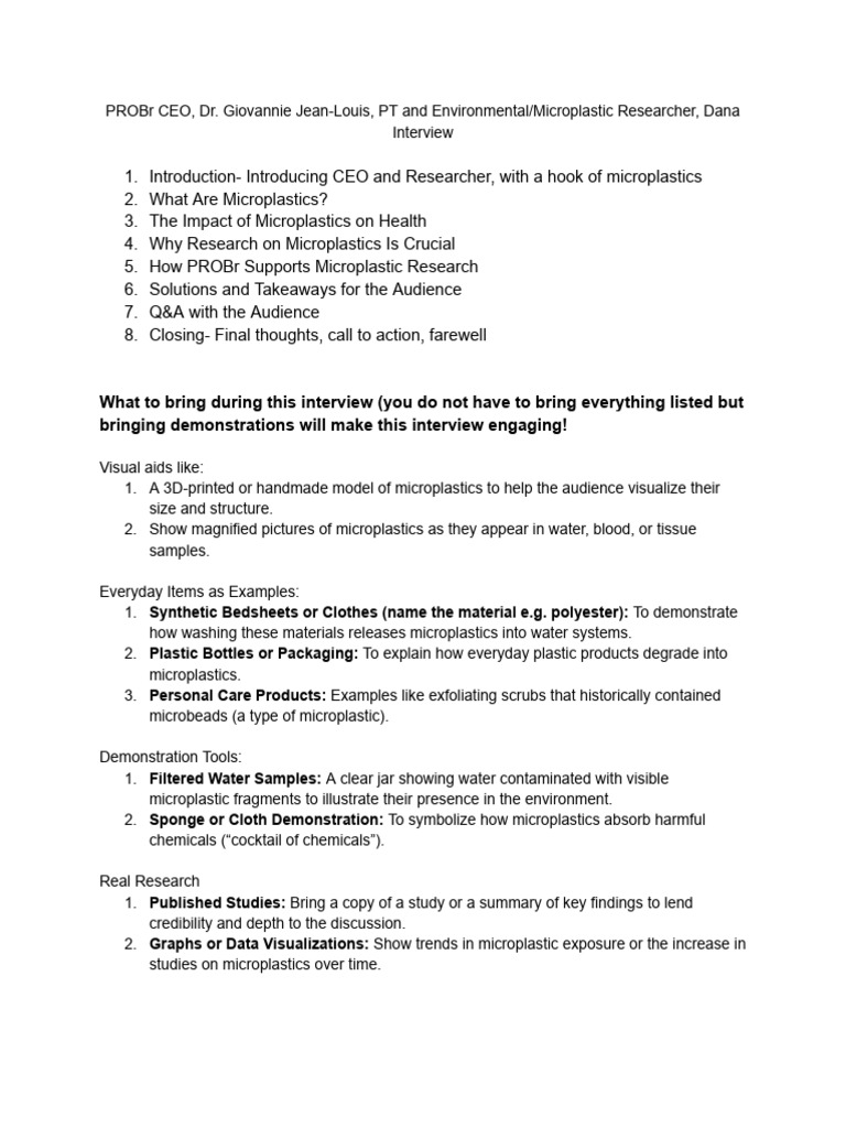 Microplastic Interview Outline | PDF