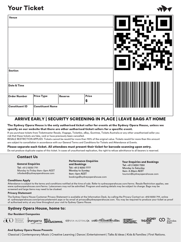Sydney Opera House Ticket Resale Guidelines | PDF