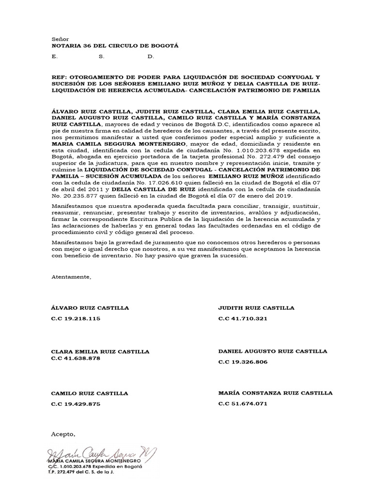 PODER SUCESIÓN | PDF | Documento de identidad | Herencia