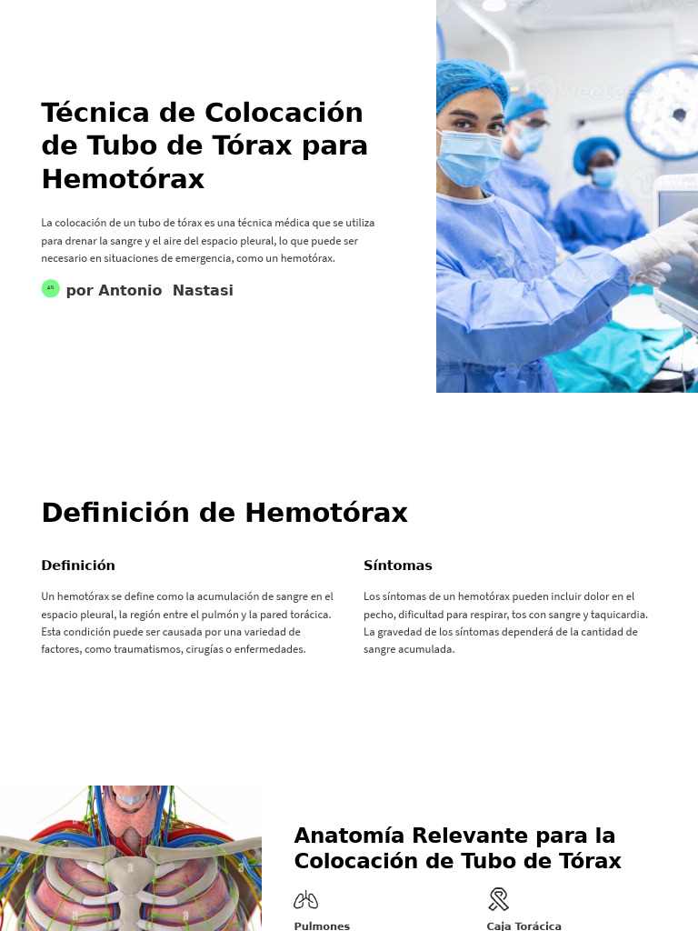 Tecnica de Colocacion de Tubo de Torax para Hemotorax | PDF | Tórax ...