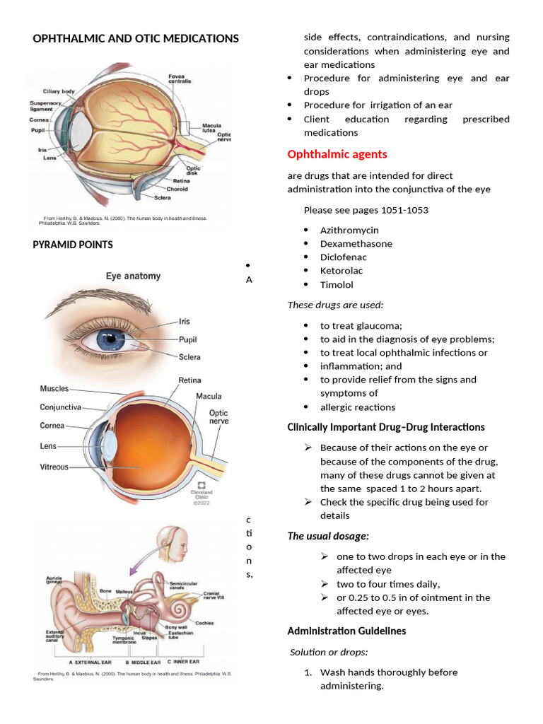 OPHTHALMIC AND OTIC MEDICATIONS - Docs | PDF | Glaucoma | Topical Medication