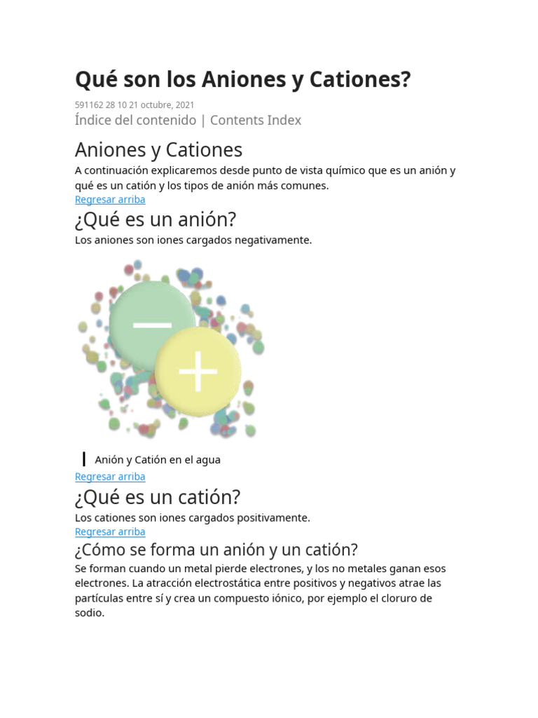 Qué Son Los Aniones y Cationes | PDF | Ion | Enlace iónico