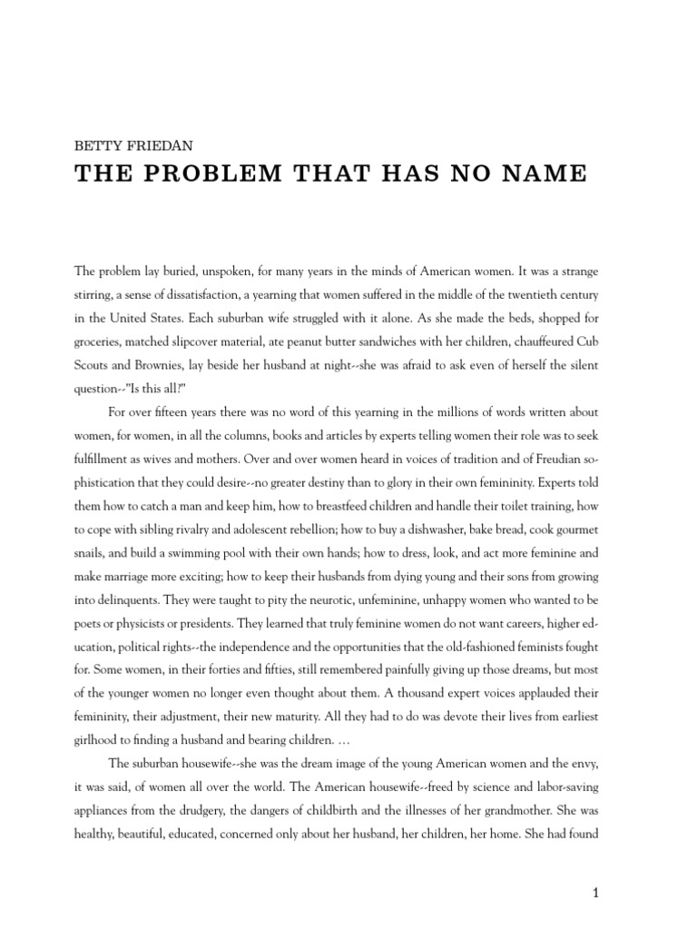 B Freidan, The Problem That Has No Name | PDF