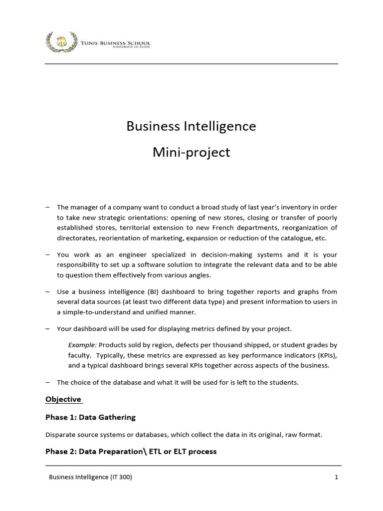 Business-Intelligence-Mini-Project-proposal-1 | PDF | Data Warehouse | Computing