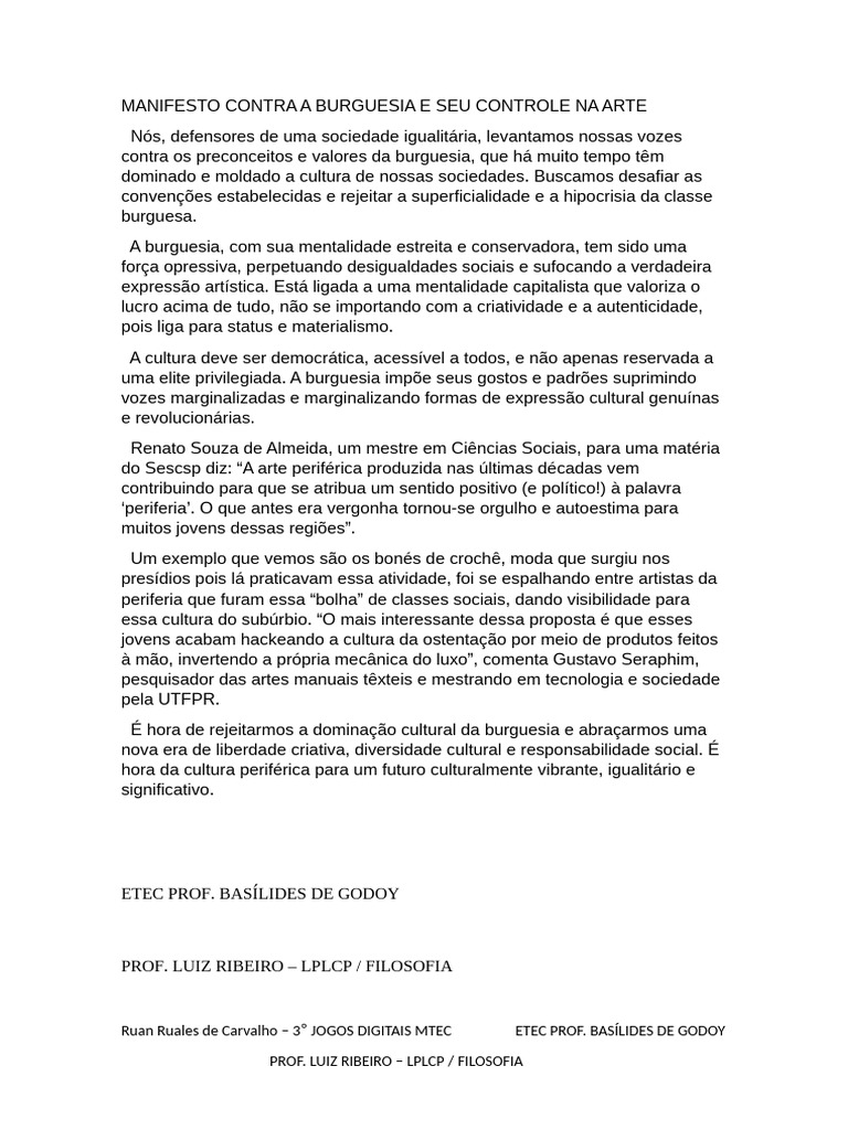 MANIFESTO EXEMPLO | PDF