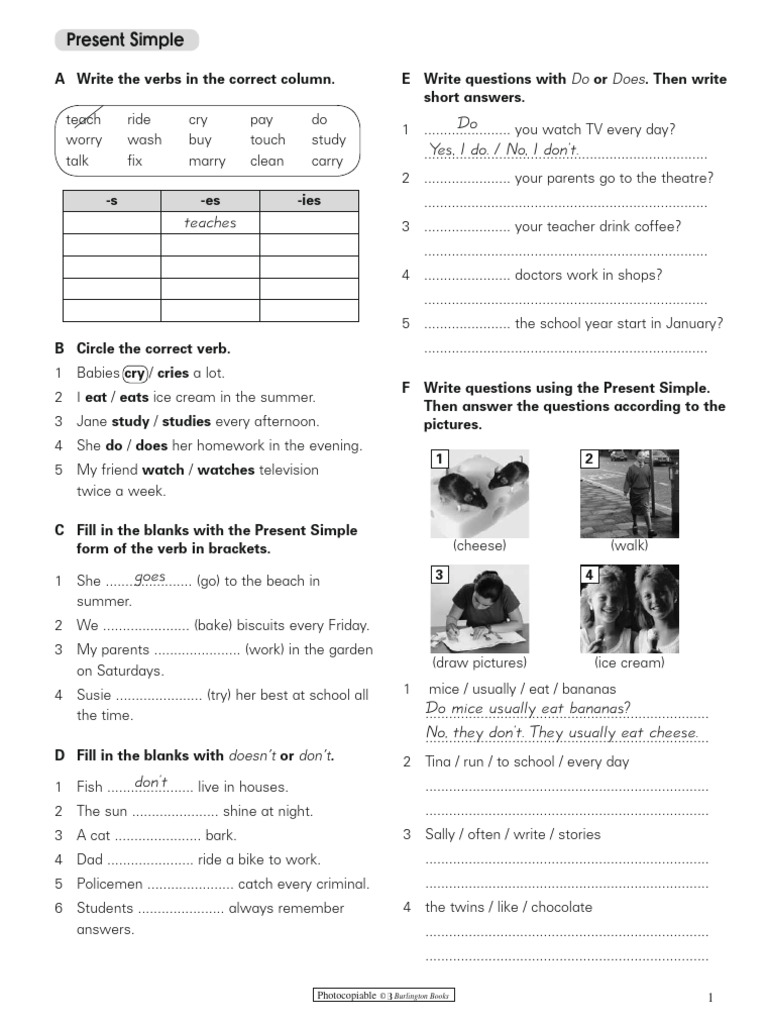 Act - Present Simple (In Class) | PDF