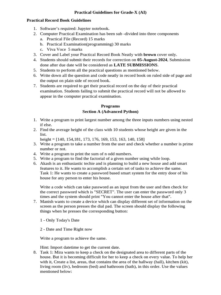 Practical Guidelines & Questions For Grade X Term-1 | PDF | Chart ...