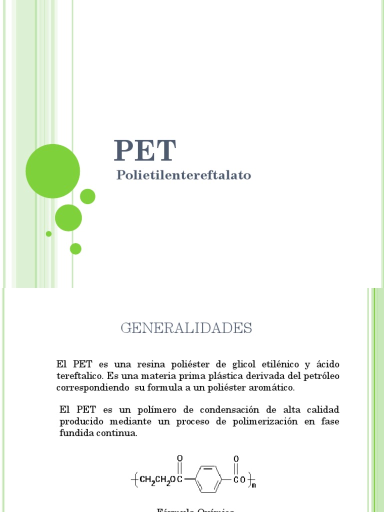 Polietilentereftalato (PET) | PDF | Catálisis | Polímeros